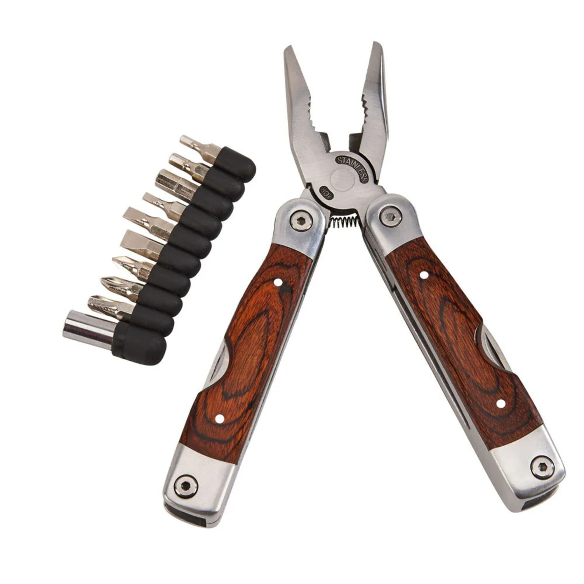 Creative Gifts International Wood Handle Stainless Steel Multi Function Tool W/bits, 7" L | Wayfair